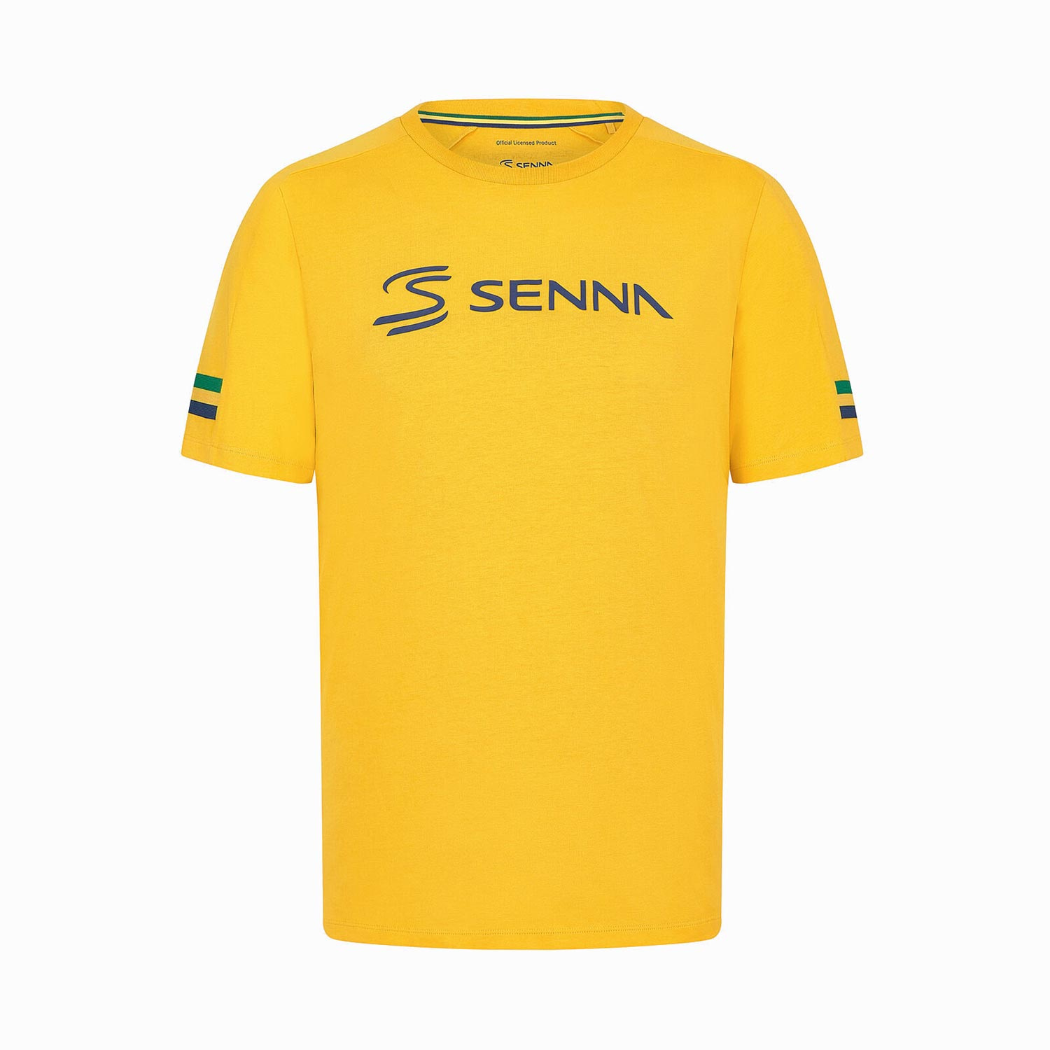 2024 Ayrton Senna F1 Men's Stripe Yellow T-shirt | T-shirts \ Mens | Rallymerchandise.eu