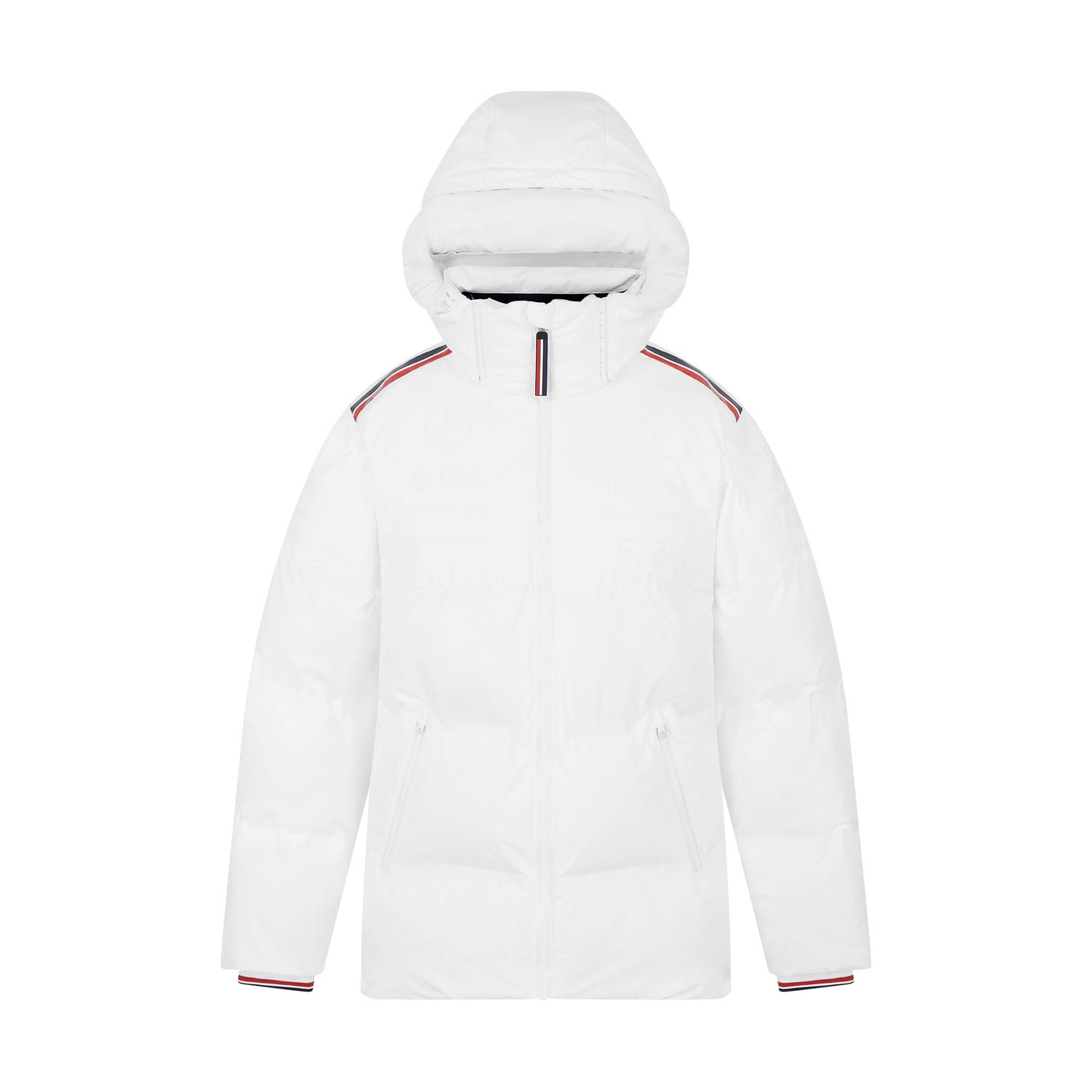 2024 Mercedes AMG F1 Team White Puffer Jacket | Winter Jackets \ Men's ...