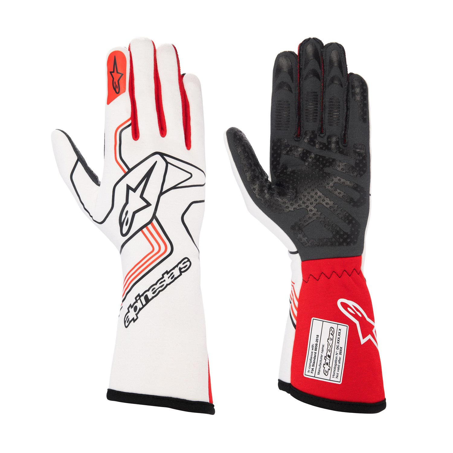 Alpinestars Tech-1 RACE V3 Gloves White/Red (FIA) White || Red | Gloves ...