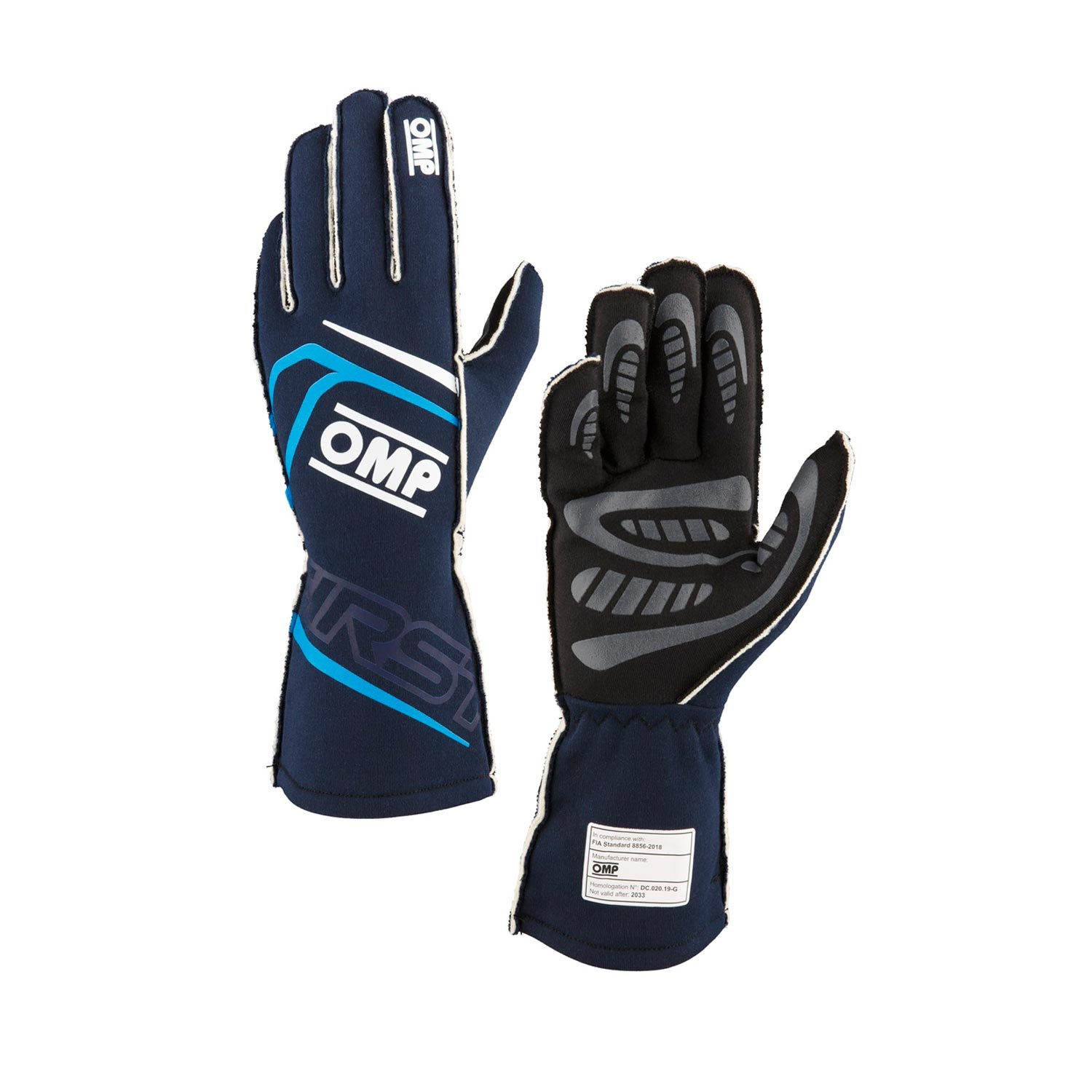 OMP FIRST MY24 Racing Gloves navy blue (FIA) | Gloves \ with FIA ...